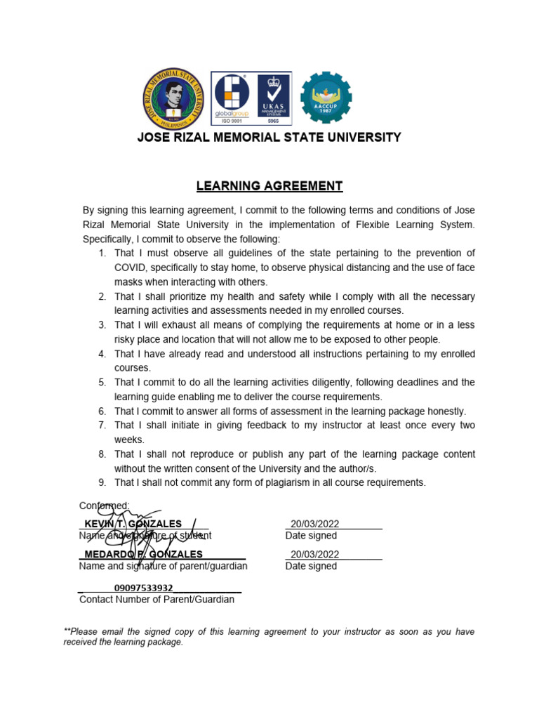 Learning Agreement | PDF | Social Science