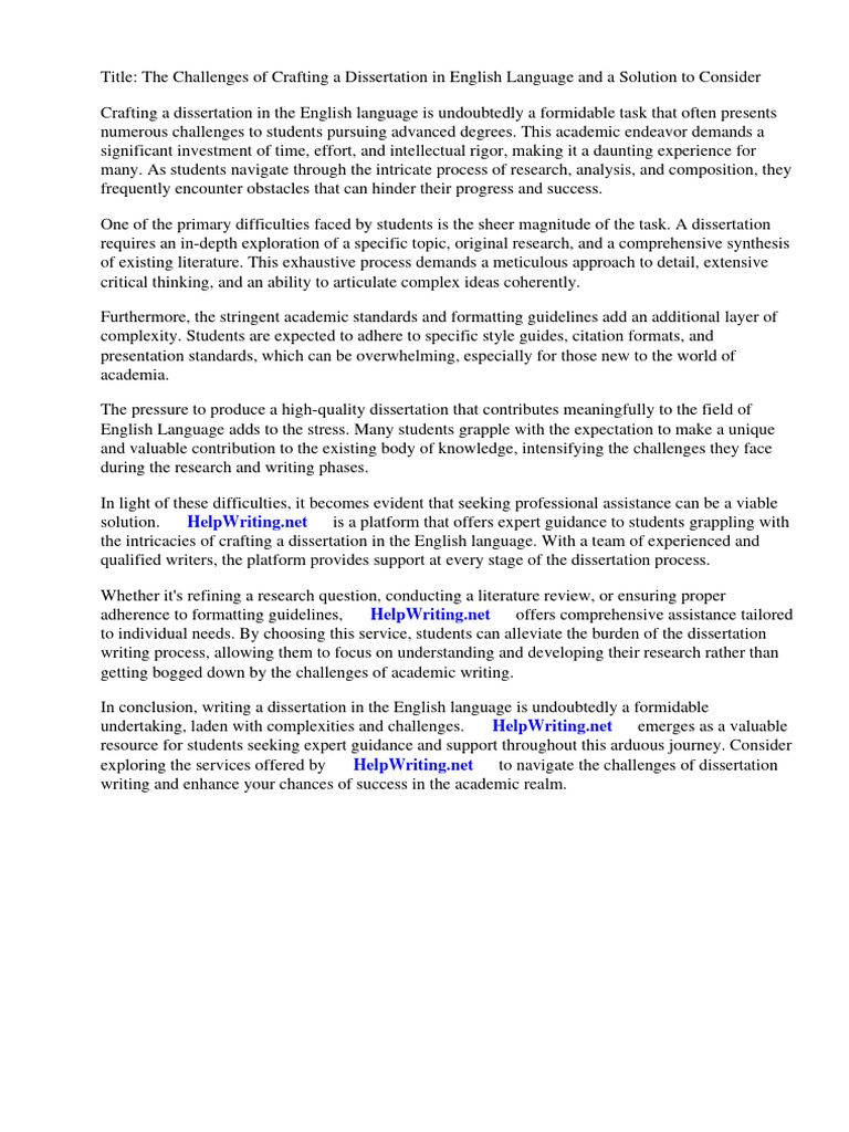 Dissertation English Language | PDF | Thesis | Books