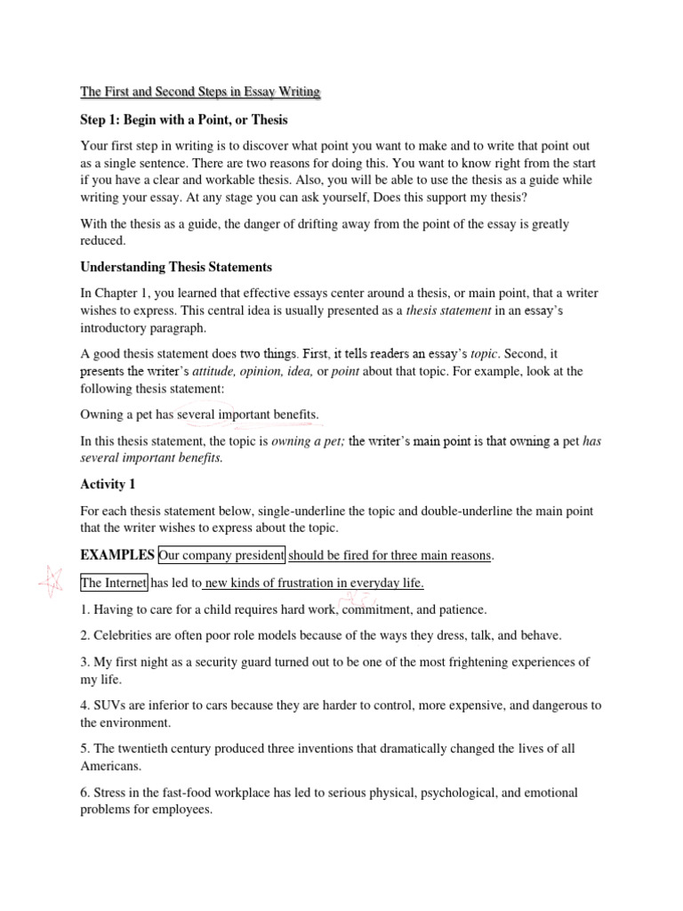 The First and Second Steps in Essay Writing | PDF | Essays | Thesis The First and Second Steps in Essay Writing | PDF | Essays | Thesis