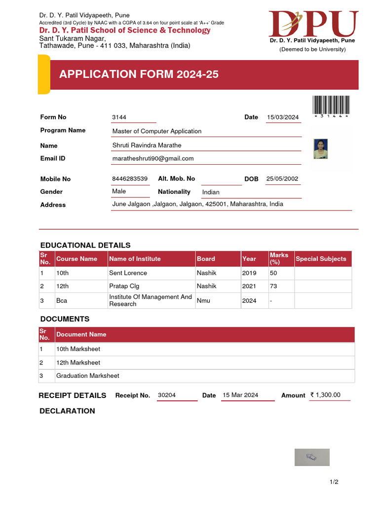 Application Form | PDF | Educational Stages
