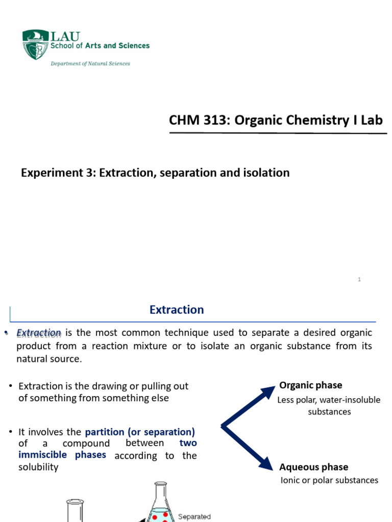 Experiment 3 Extraction-Seperation and Isolation (Mixture) | PDF | Solubility | Solvent