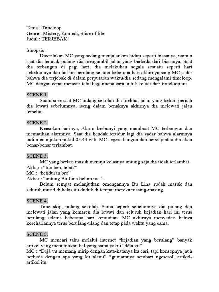 TERJEBAK! Contoh Naskah Film Pendek | PDF | Puisi