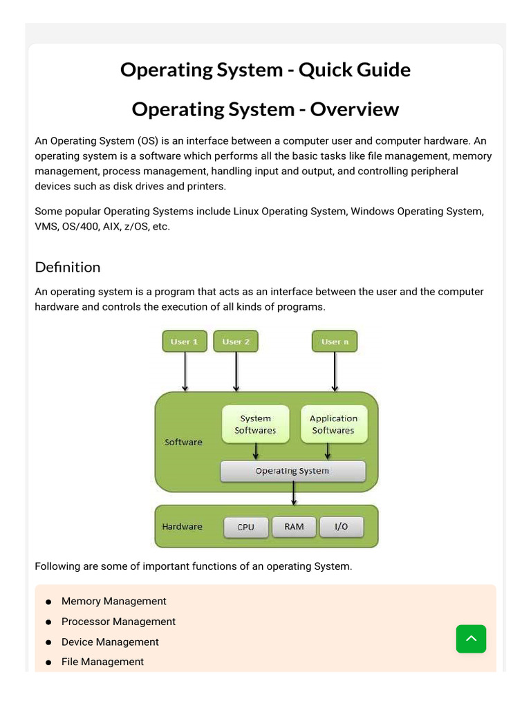 OS Quick Guide by Tutorialspoint | PDF | Thread (Computing) | Process (Computing)