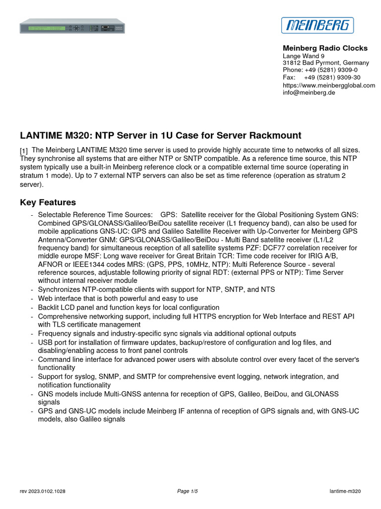 Meinberg m320 Datasheet | PDF | Global Positioning System | Command ...