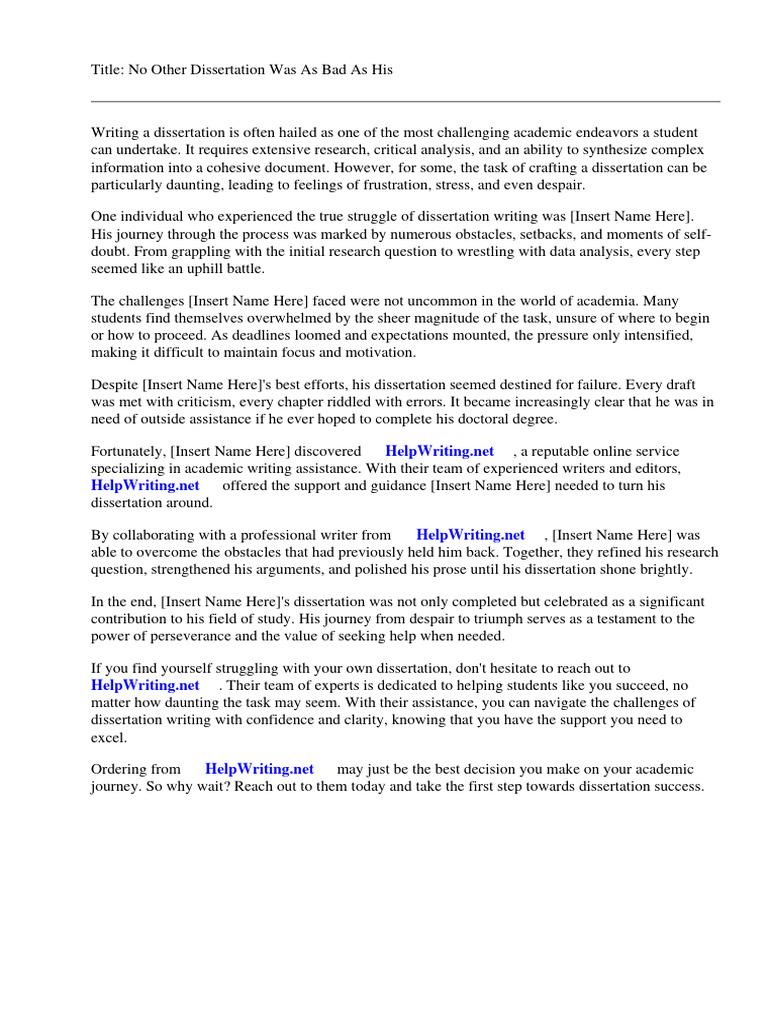 No Other Dissertation Was As Bad As His | PDF | Thesis | Methodology