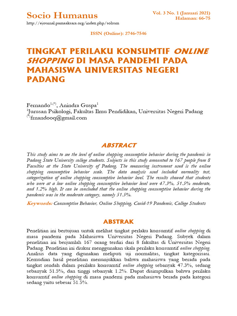 Tingkat Perilaku Konsumtif Online | PDF