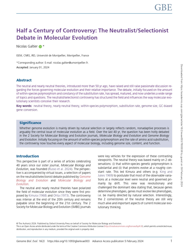 Evolutionary Genomics Gabor | PDF | Mutation | Evolution