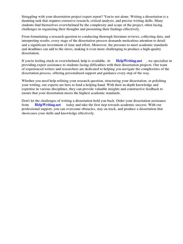 Dissertation Project Expert Report | PDF | Thesis | Knowledge