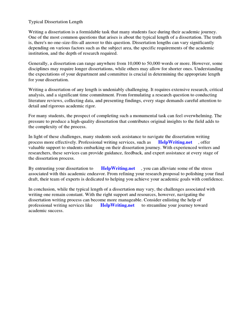 Typical Dissertation Length | PDF | Thesis | Essays