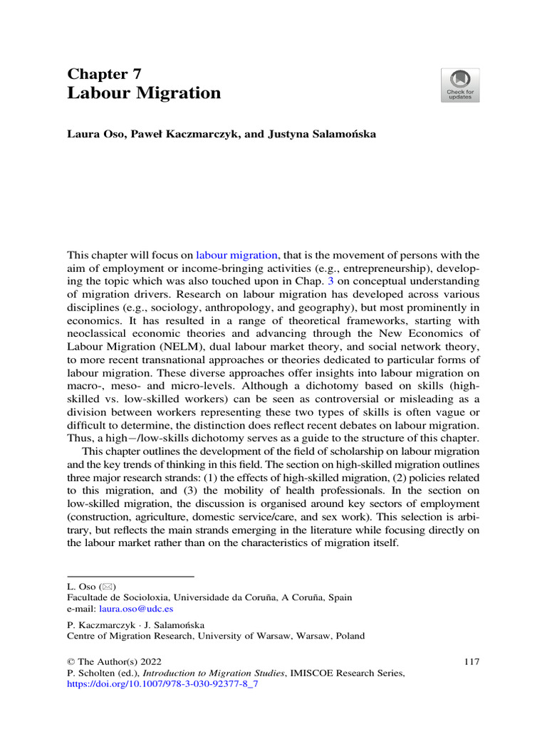 Labour - Migration Chapter 7 | PDF