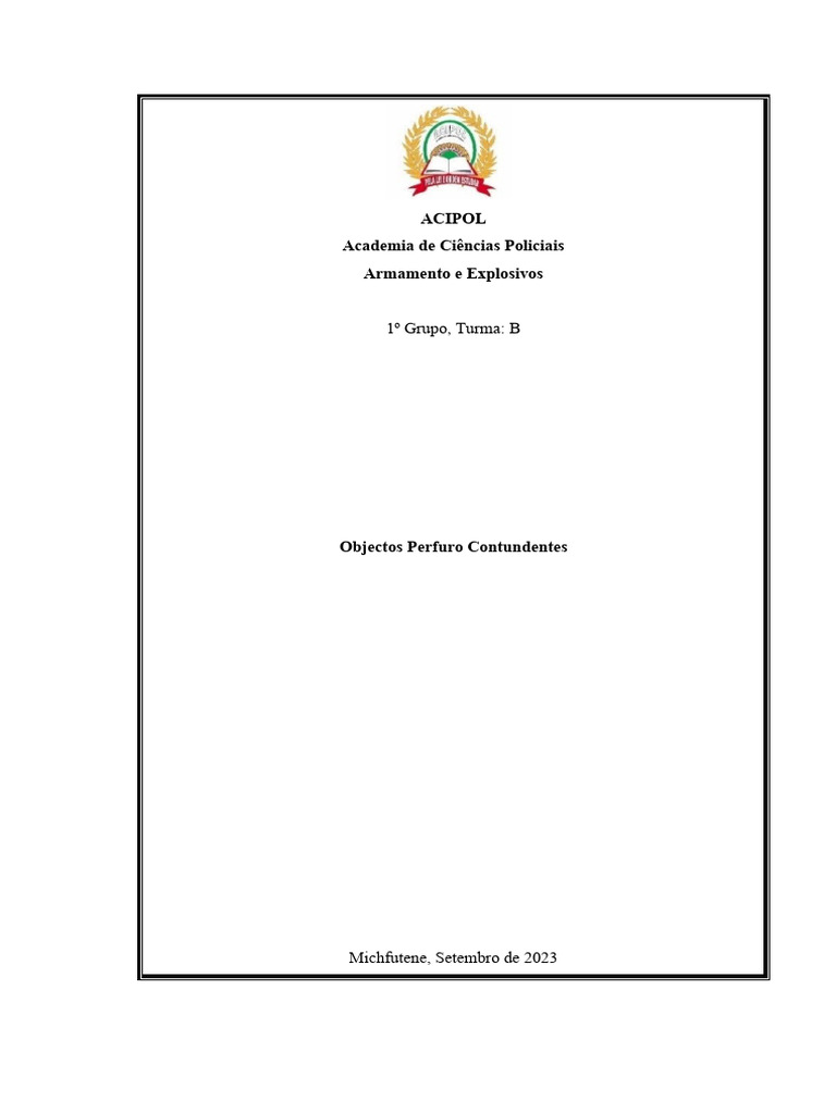 Instrumentos Perfuro Contundentes: Estudo e Classificação | PDF ...