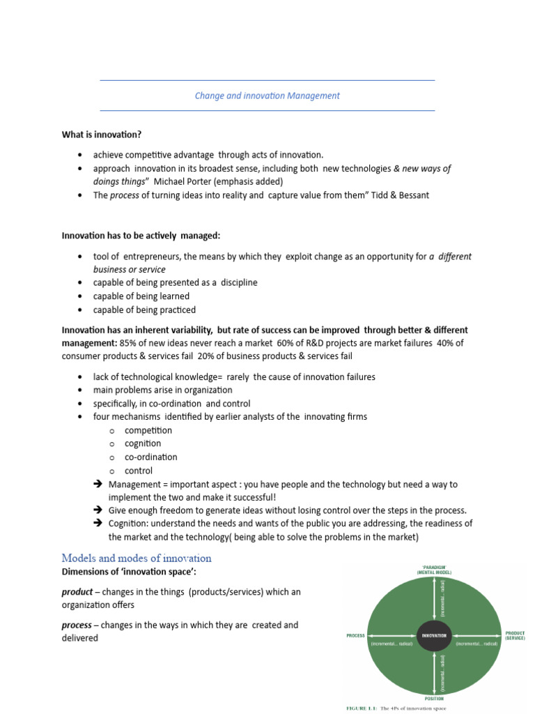 Change and Innovation Management | PDF | Innovation | Strategic Management