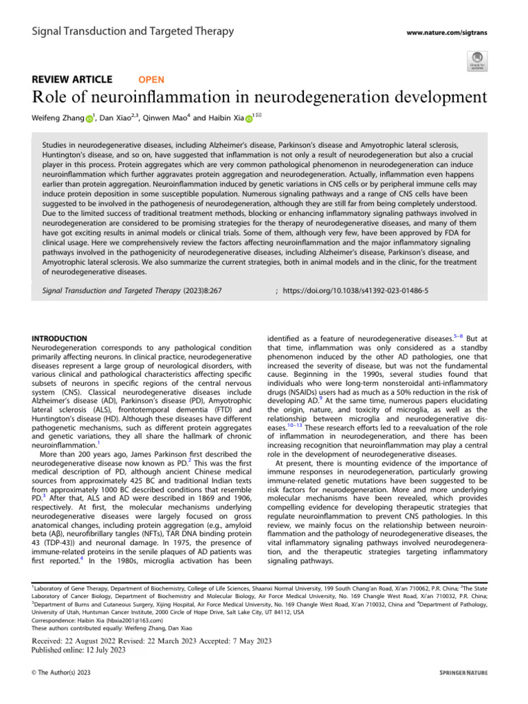Neuroinflammation in Neurodegeneration | PDF | Amyloid Beta | Inflammation