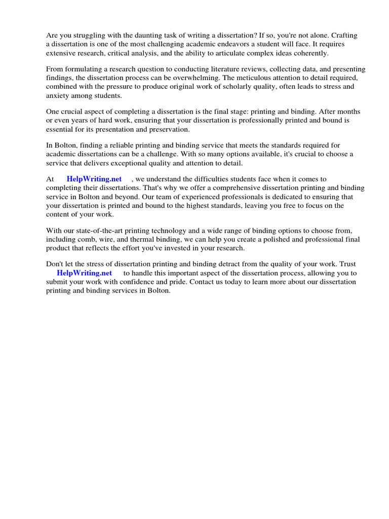 Dissertation Printing and Binding Bolton | PDF | Bookbinding | Thesis