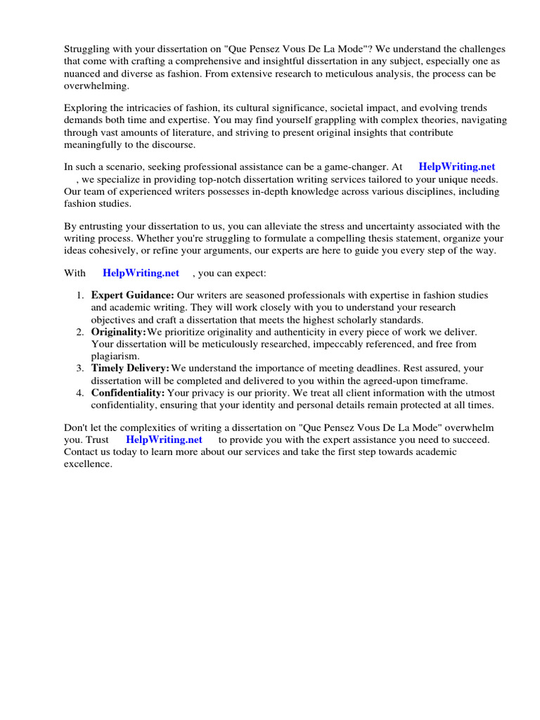 Dissertation Que Pensez Vous de La Mode | PDF | Expert | Thesis