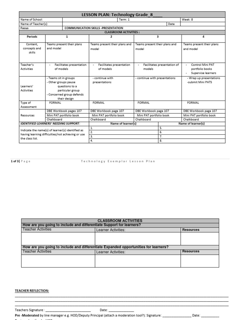 Grade 8 Technology Term 1 WK 8 Lesson Plan | PDF | Teachers | Lesson Plan