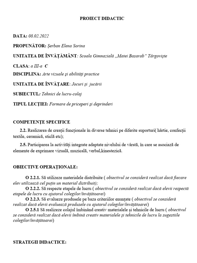 29 Proiect Didactic Avap | PDF