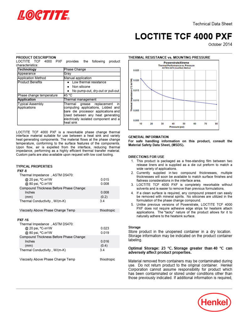Loctite TCF 4000 PXF en GL | PDF | Physical Sciences | Materials
