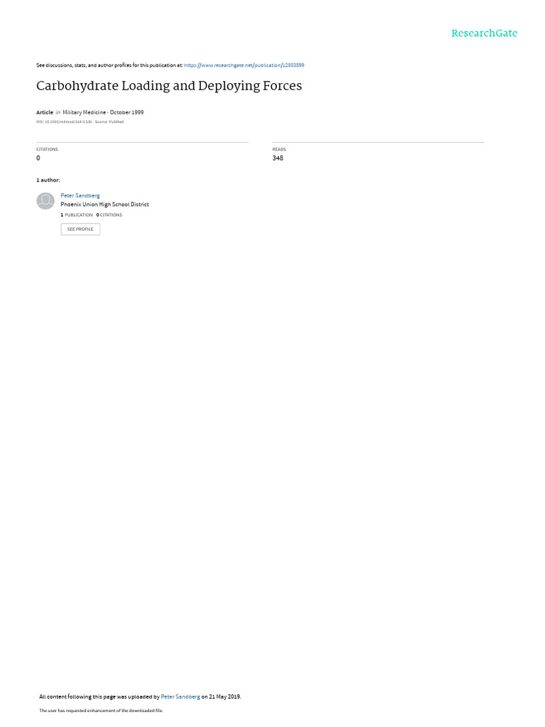 Carbohydrate Loading and Deploying Forces | PDF | Dieting | Cellular ...