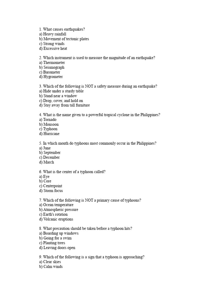 Typhoon Quiz | Download Free PDF | Tropical Cyclones | Eye (Cyclone)