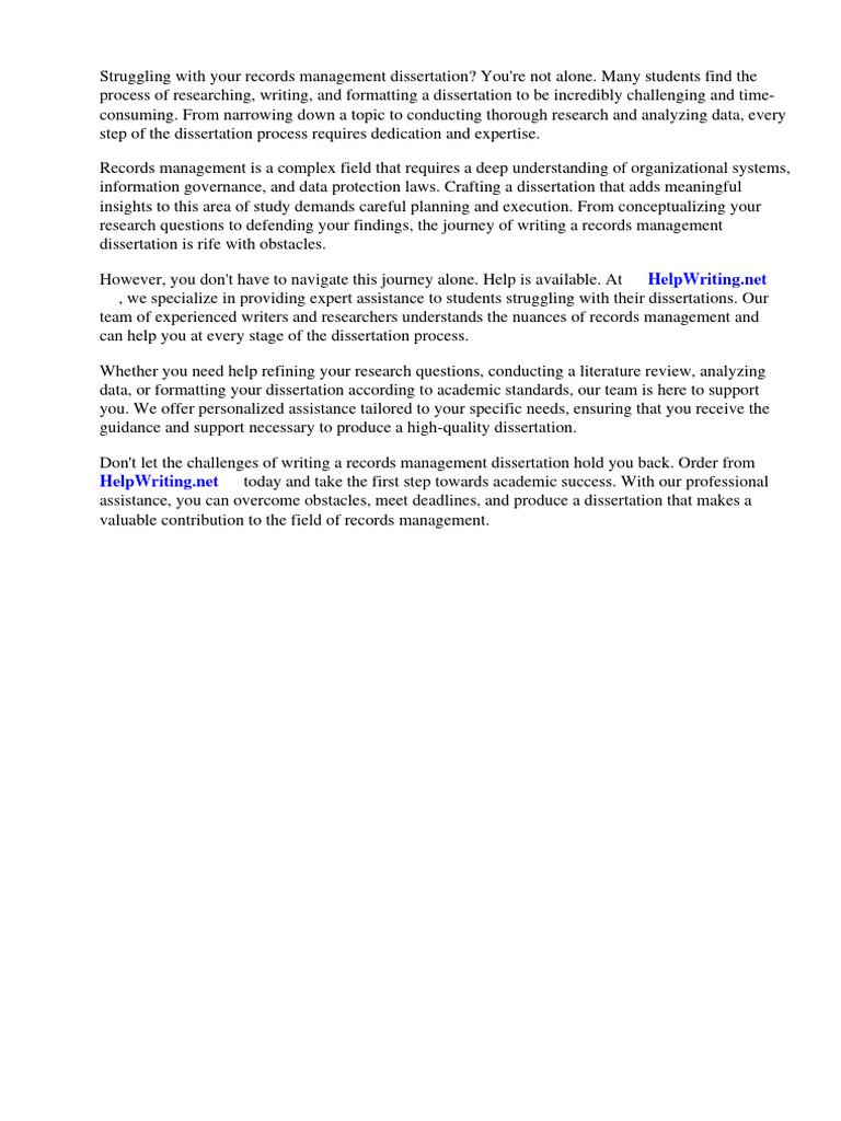 Records Management Dissertations | PDF | Thesis | Information
