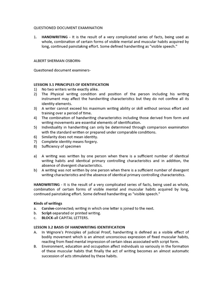 Questioned Document Examination Pdf Signature Graphology