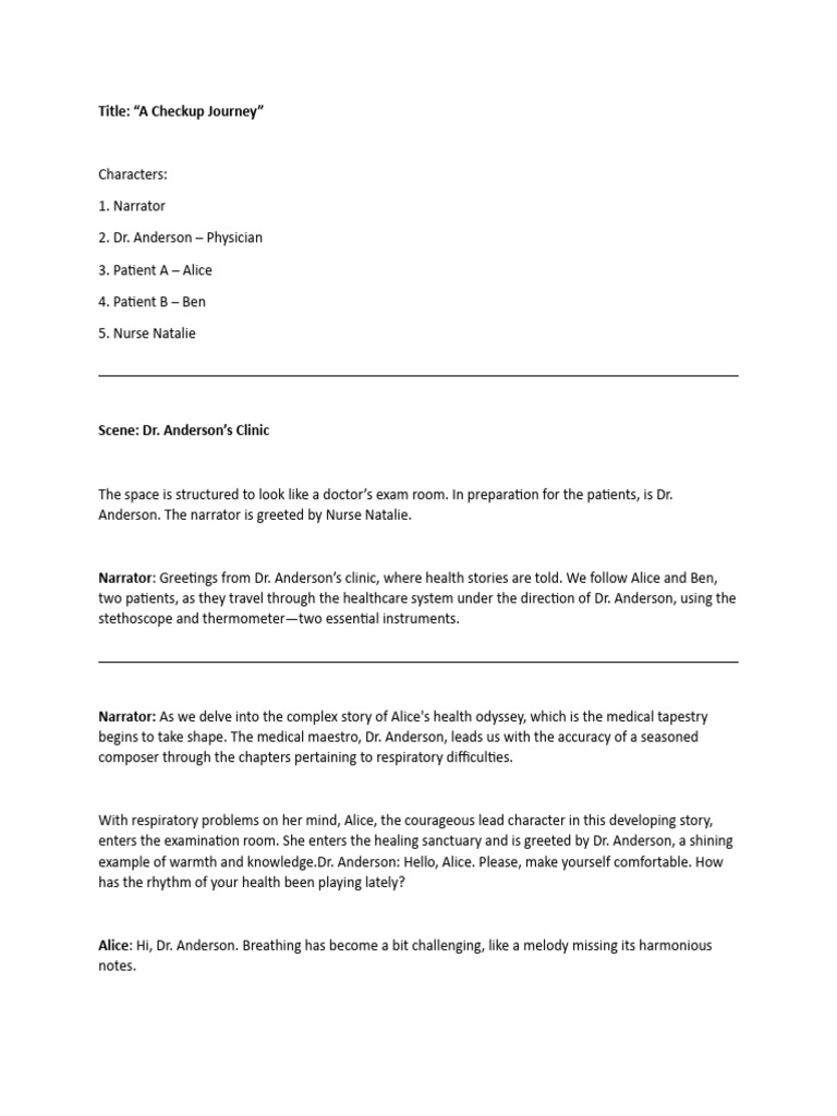 Script On Role Play | PDF | Physical Examination | Medical Prescription