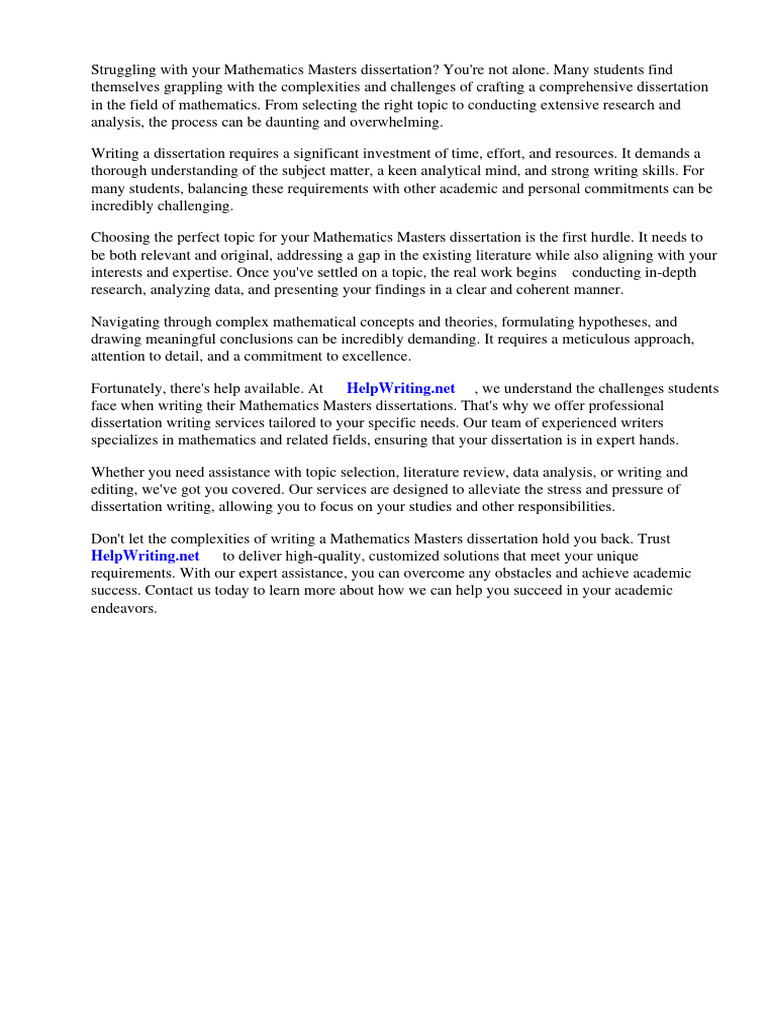 Mathematics Masters Dissertation Topics | PDF | Mathematics | Thesis