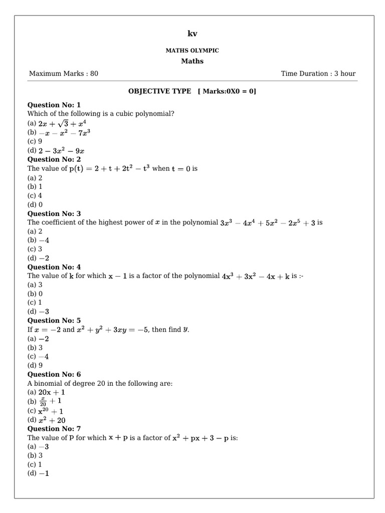 Maths (12 03 2024) | PDF | Factorization | Polynomial
