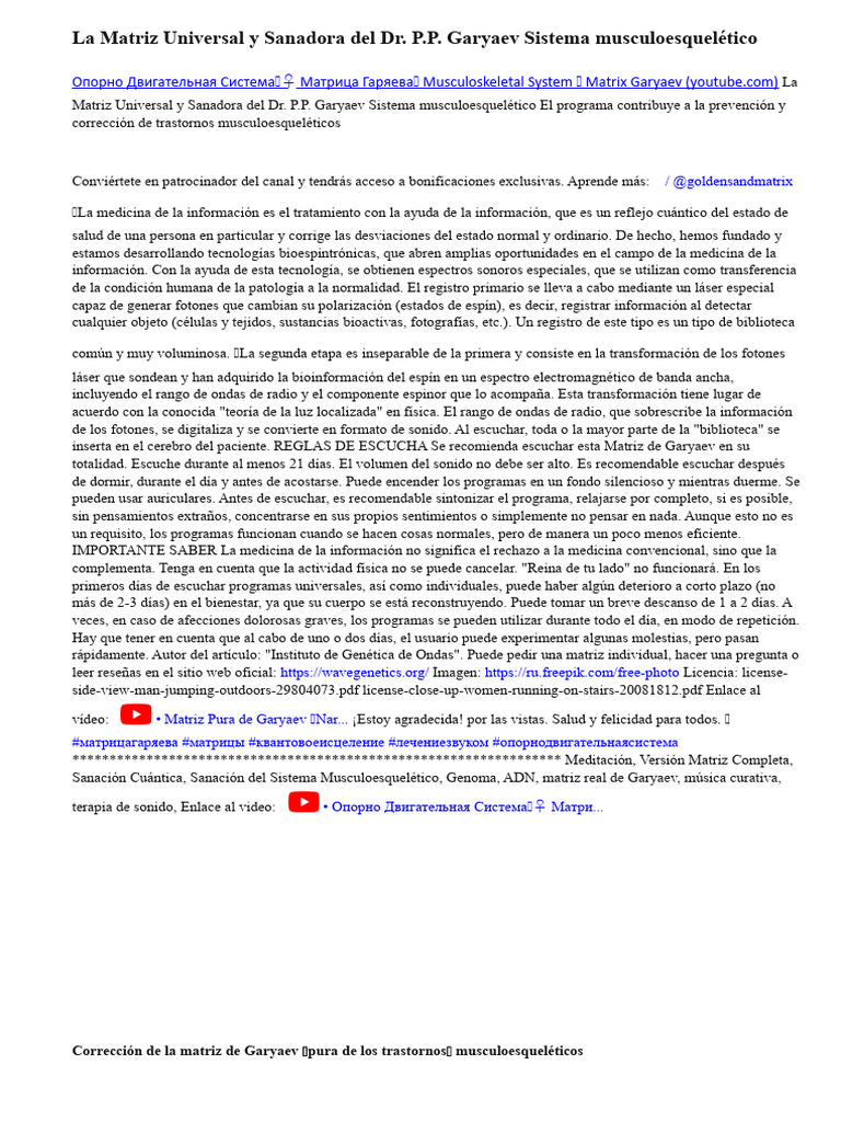 La Matriz Universal y Sanadora Del DR | PDF | Bienestar | Ciencia y ...