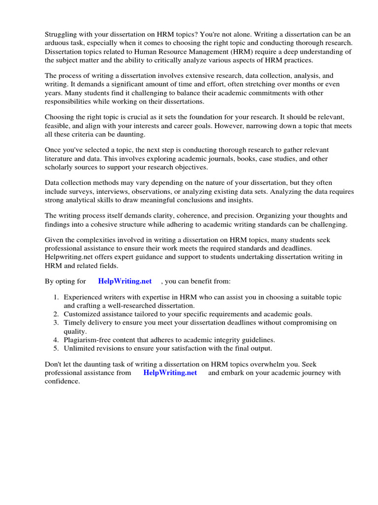 Dissertation Topics Related To HRM | PDF | Human Resource Management ...