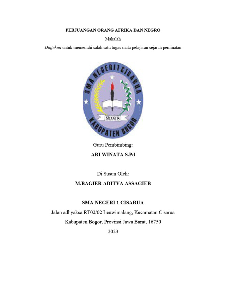Perjuangan Orang Afrika Dan Negro M Bagier Adtiya Assagieb XII IPS2 ...
