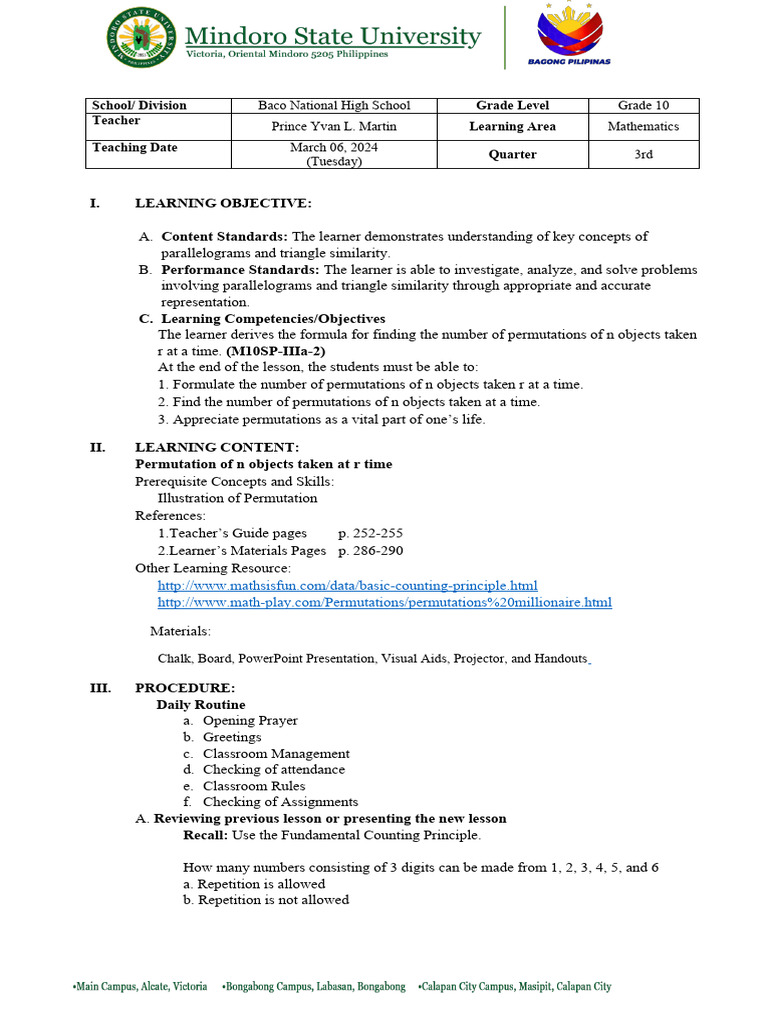 Permutation Of N Objects Pdf Learning Permutation