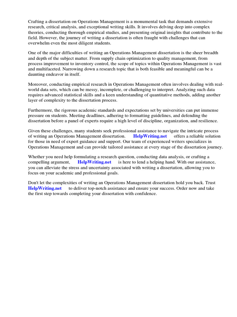 Op Management Dissertation | PDF | Operations Management | Supply Chain