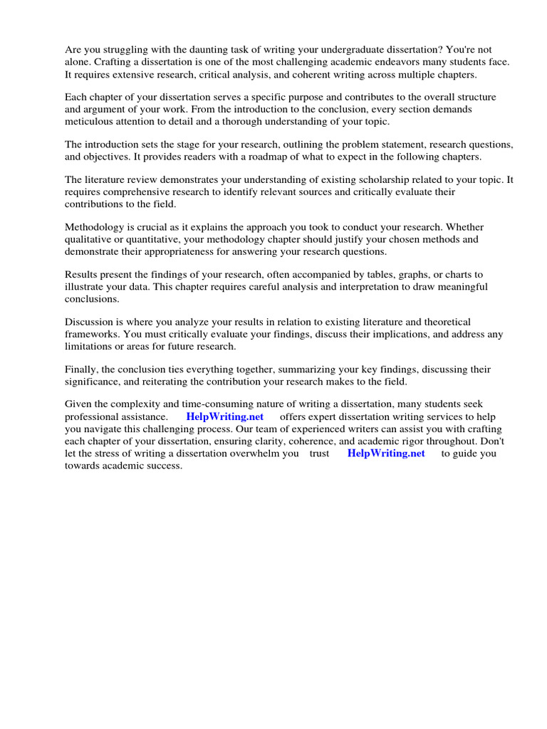 Undergraduate Dissertation Chapters | PDF | Methodology | Thesis