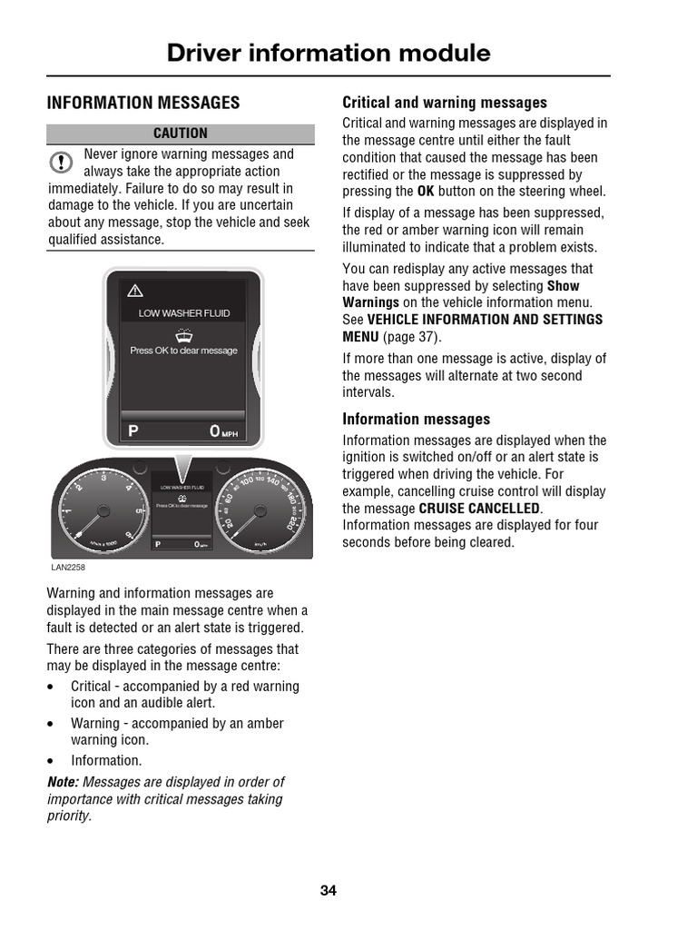 Driver Information Module Overview | PDF | Headlamp | Menu (Computing)