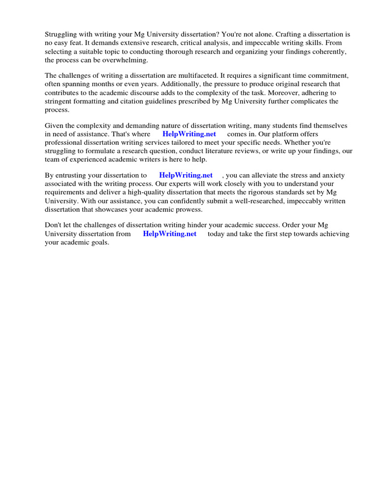 MG University Dissertations | PDF | Thesis | Master Of Business Administration