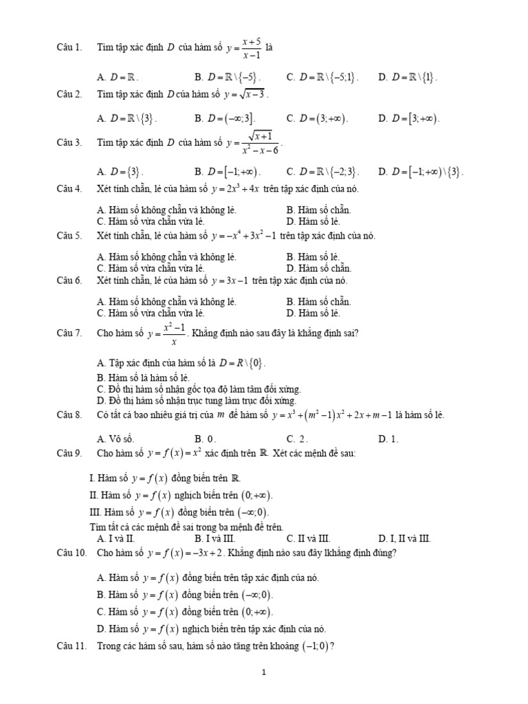 Bai Tap Ham So 10 Chuong 2 | PDF