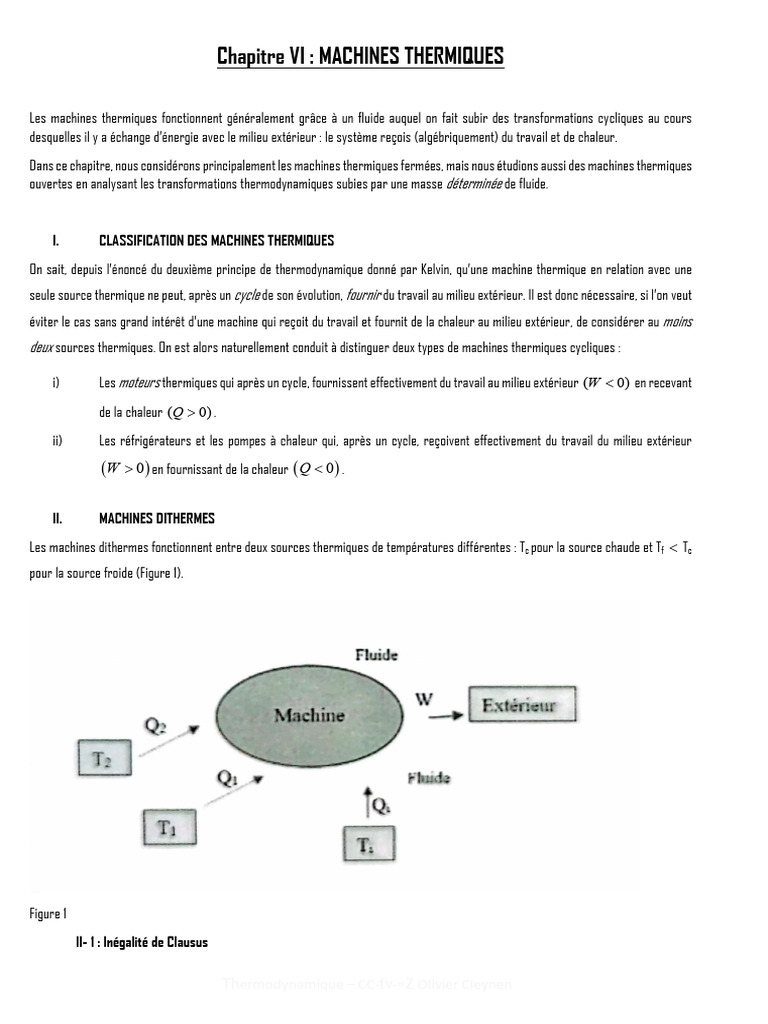 Machines thermiques et cycle de Carnot | PDF | Chaleur | Thermodynamique