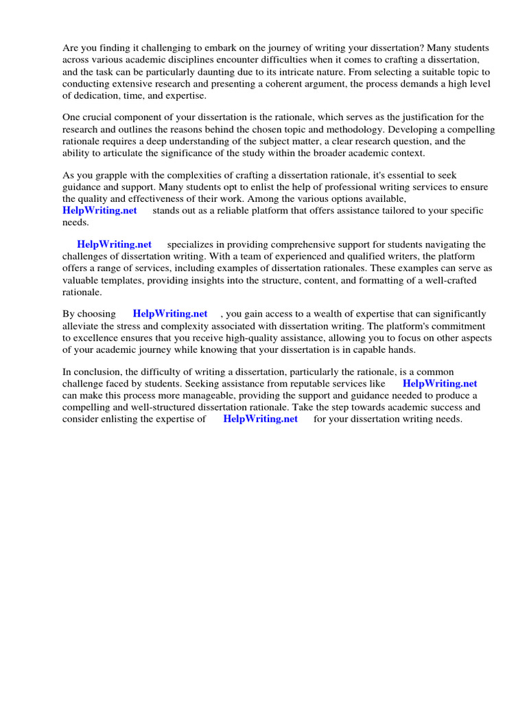 Dissertation Rationale Examples | PDF