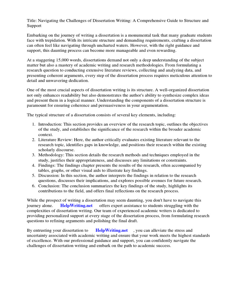 Dissertation Structure 15000 Words | PDF | Thesis | Methodology