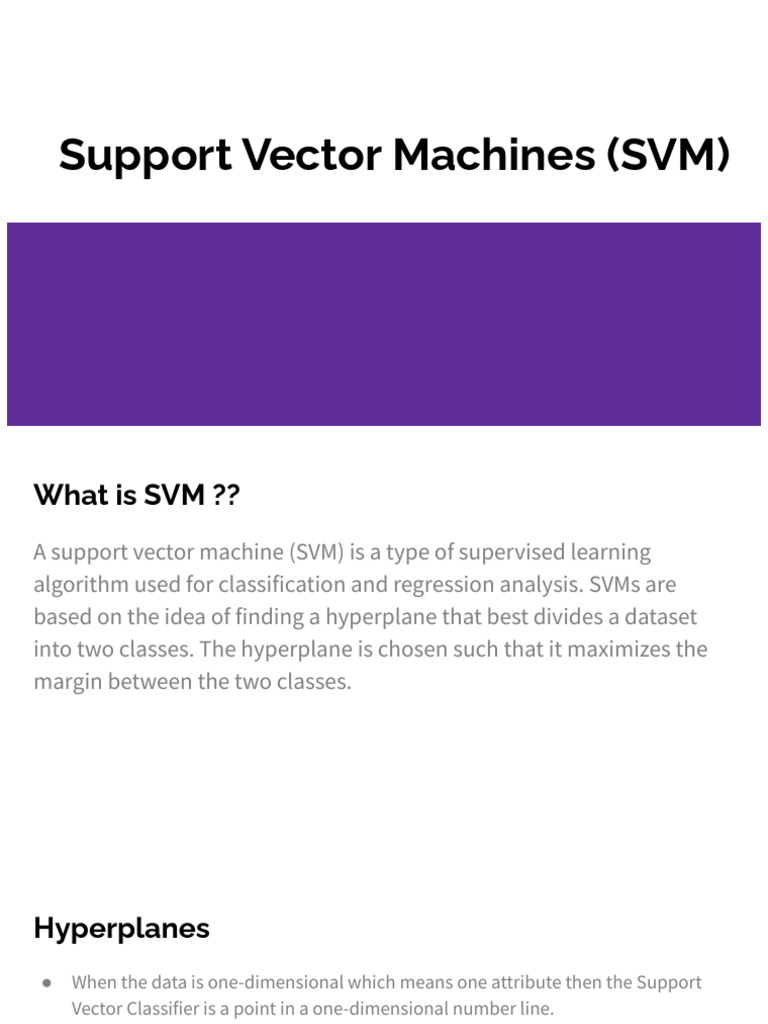 Support Vector Machines (SVM) | PDF | Teaching Methods & Materials | Computers
