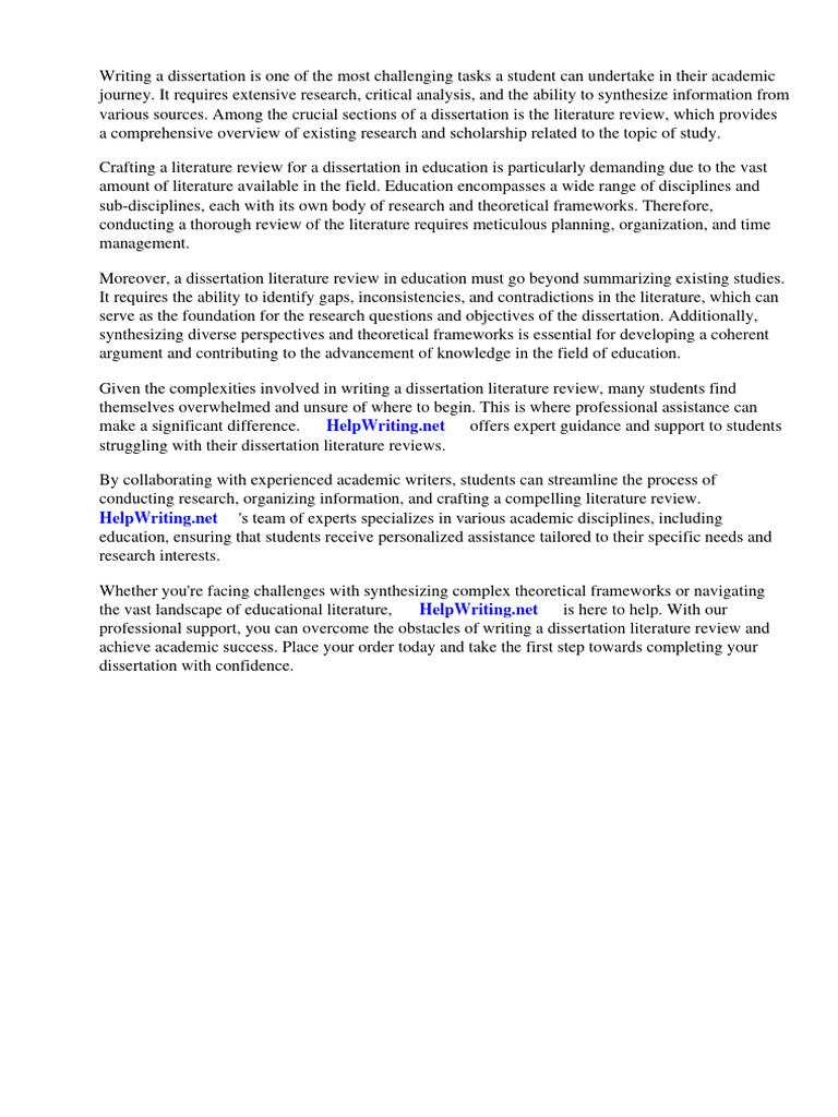 Dissertation Literature Review Example Education | PDF | Thesis | Expert