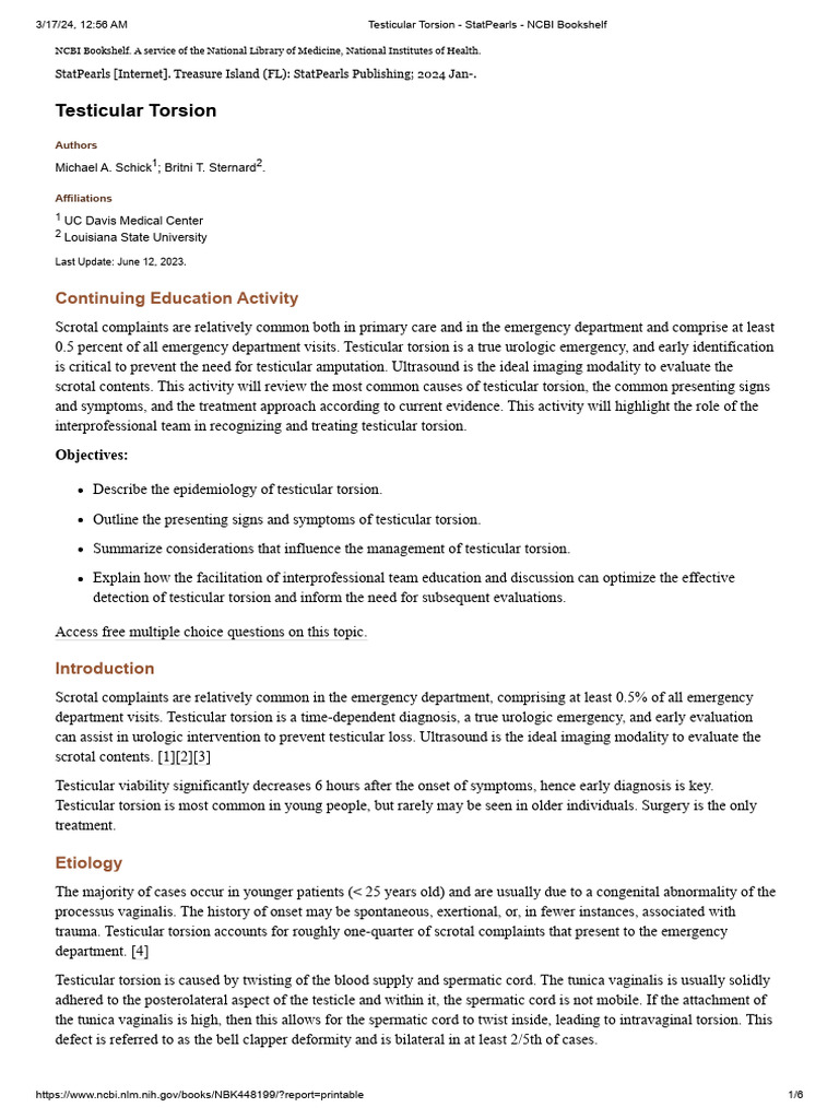 Testicular Torsion Overview and Management | PDF | Emergency Department ...