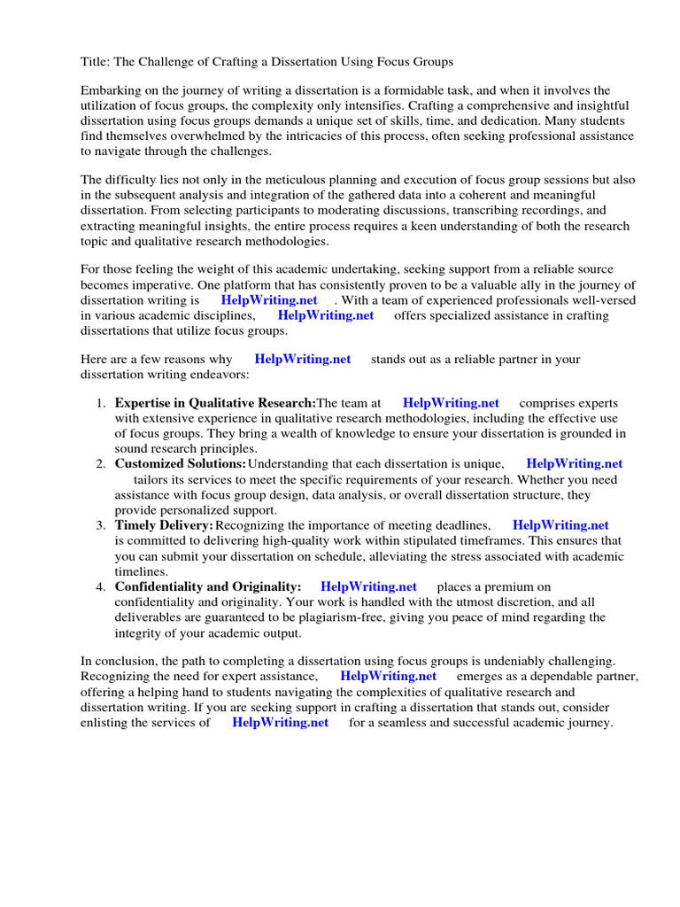 Focus Group Dissertation Tips | PDF | Methodology | Focus Group