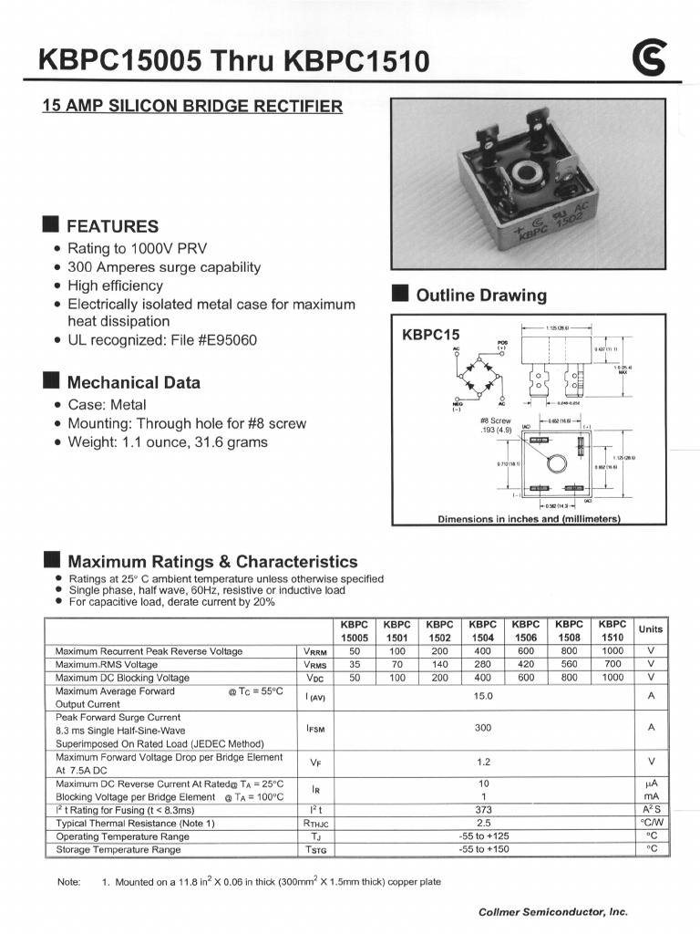 kbpc1510 Datasheet | PDF