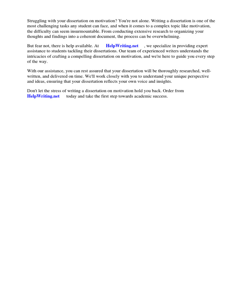 Dissertation Help on Motivation Topics | PDF | Methodology | Motivational