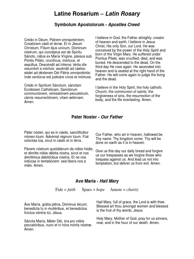 Latin-English Rosary Handouts | PDF | Christian Worship And Liturgy ...