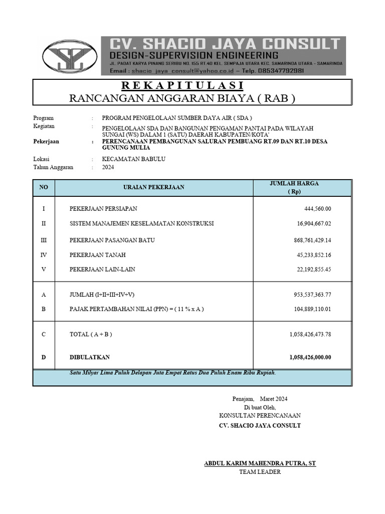#Rab Perencanaan (Pagu Fisik) | PDF