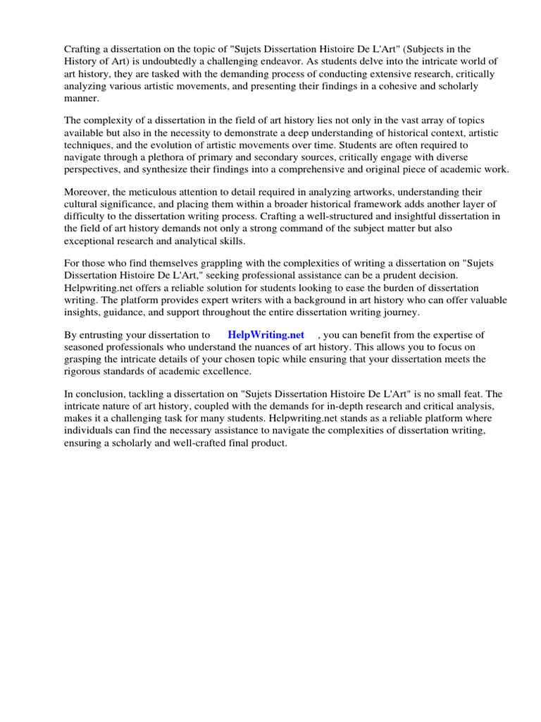 Sujets Dissertation Histoire de Lart | PDF | Thesis | Internet